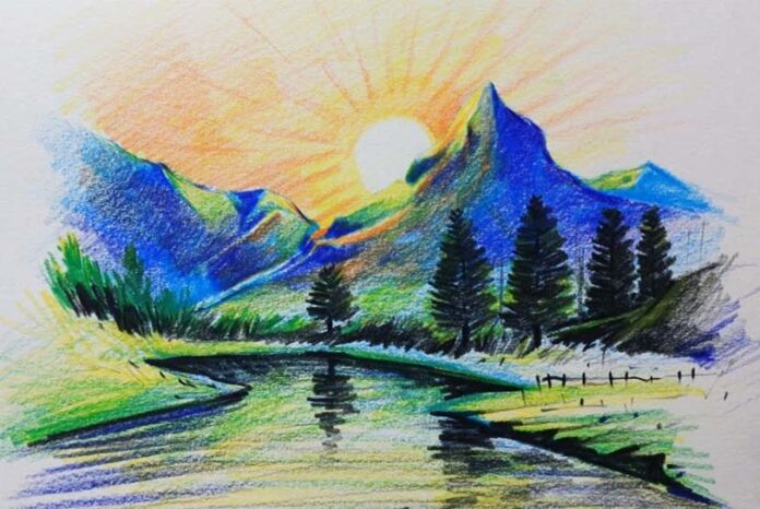 Nature Beautiful Pencil Drawing Pictures with Color | BsyBee Design